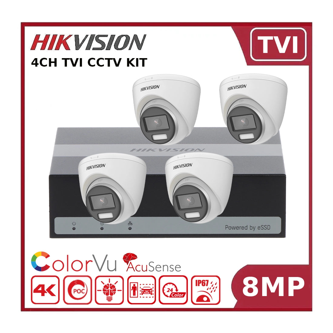 Hikvision 8MP 4CH eDVR Kit – DS-2CE72UF3T-E Cameras + iDS-E04HUHI-B Bu ...